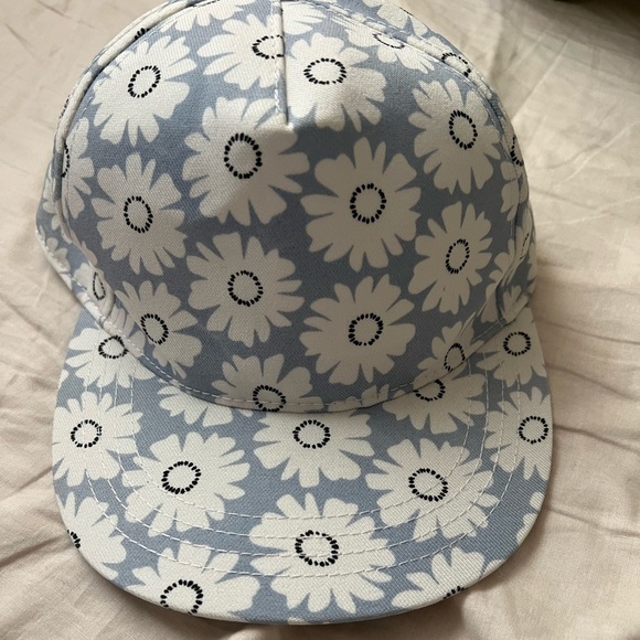 Accessories | Light Blue Bold White Floral Cap W Adjustable Back | Poshmark